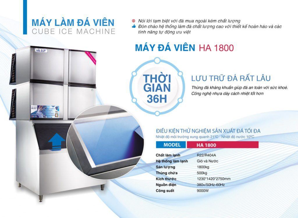 Máy làm đá Hải Âu HA 1800 sản xuất đá viên công suất lớn