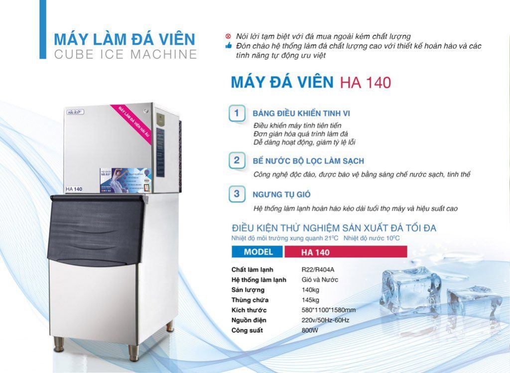 Máy làm đá Hải Âu HA 140 sản phẩm đạt tiêu chuẩn quốc tế
